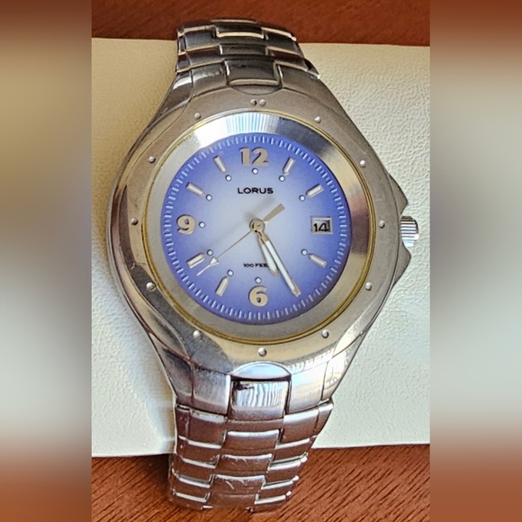 Lorus | Accessories | Lorus Mens Quartz Watch Silver Tone Blue Dial ...